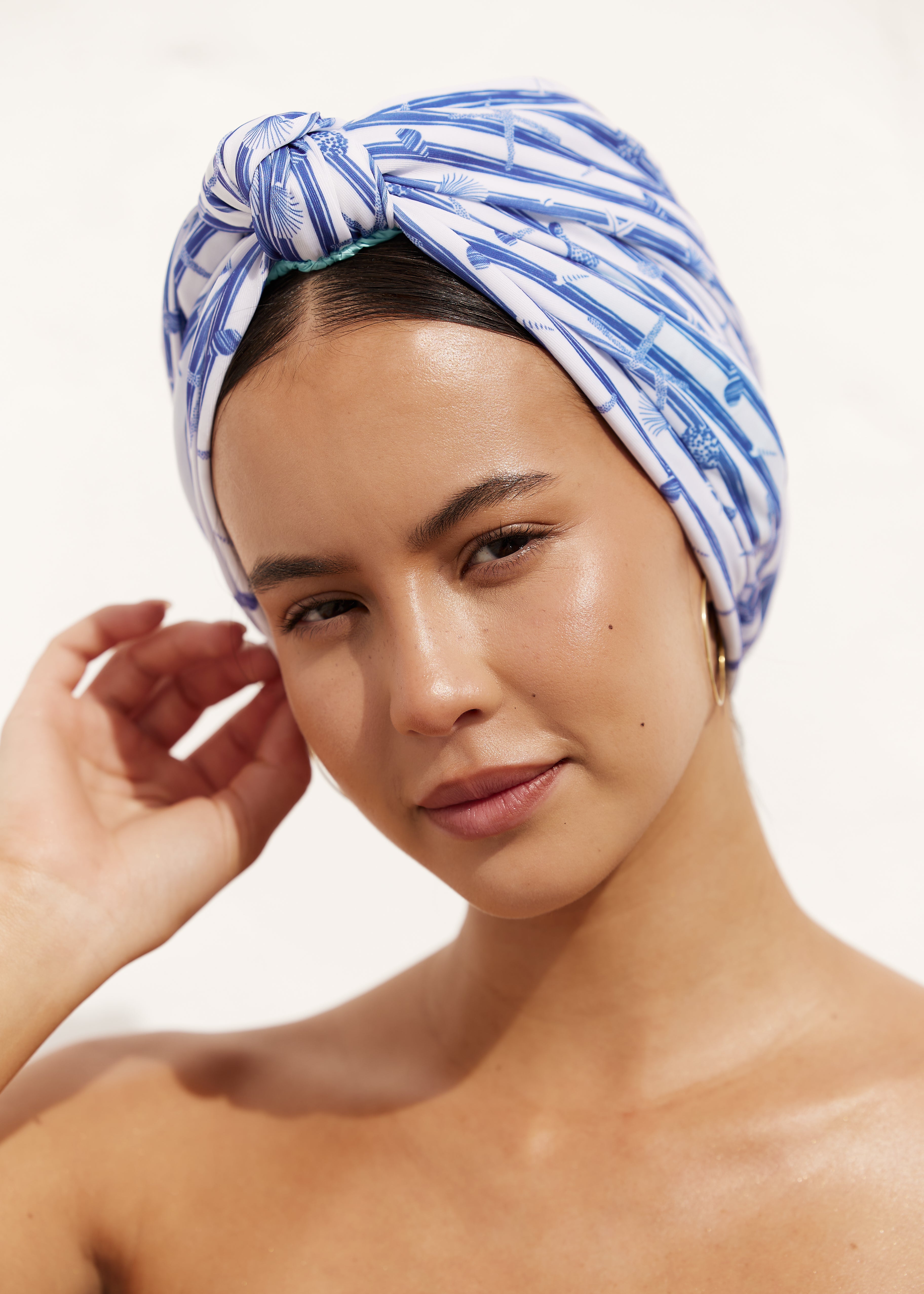 Dahlia shower cap in Marine Stripe - Big Hair – Louvelle Australia